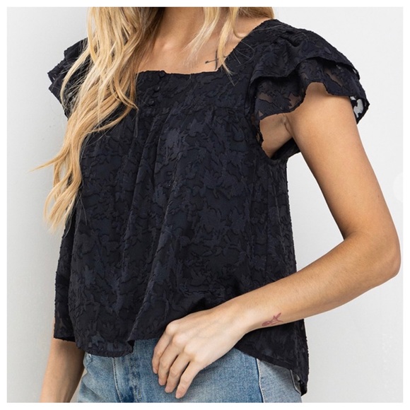 ShopEvelynne | Tops | 6 Boho Textured Baby Doll Double Ruffle Top ...